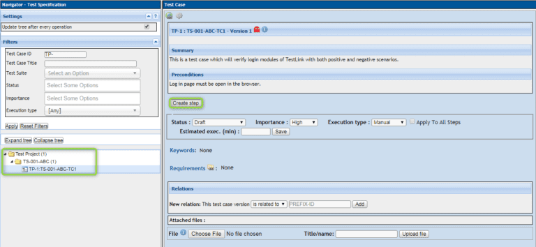 TestLink Tutorial - Getting Started Documentation - QA world
